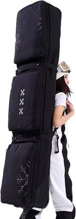 Generic Skitasche Mit Rollen - Flugreise-Snowboardtaschen Gepolsterte Snowboardtasche Passend F&uuml;r Ski Und Skischuhe, Bietet Platz F&uuml;r 2 Paar Ski,Black b