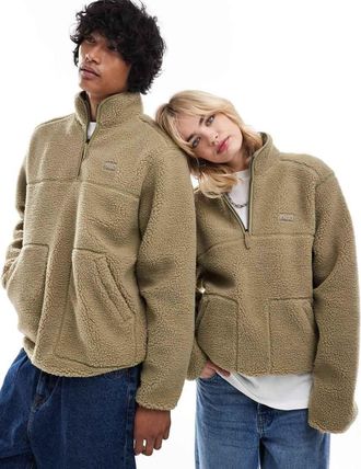 Dickies Mount Hope - Fleece-Sweatshirt in Khakigrün mit kurzem Reißverschluss
