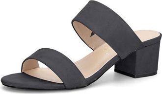 Allegra K Sandales &agrave; Bout Ouvert et Talon carr&eacute; pour Femmes Gris 38