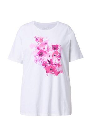 Ulla Popken T-Shirt T-Shirt Bl&uuml;ten A-Linie Rundhals Halbarm