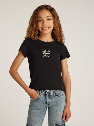 Calvin Klein Jeans Rundhalsshirt HANDWRITING LOGO SS SLIM T-SHIRT für Kinder bis 16 Jahre mit Logoschriftzug