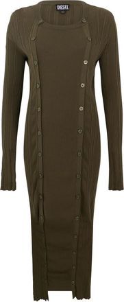 Diesel Femme, Robes, Vert, Taille: 36 FR Midi Knit Dress