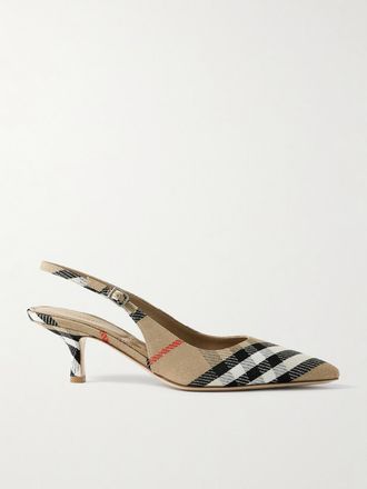 Burberry Escarpins À Brides Arrière En Toile Jacquard À Motif Check - Neutres