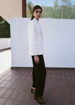 Mango Pantalon bouffant en maille noir - Femme - XS - MANGO