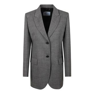 Prada Prada Dreieck Logo Wollblazer - - Jackets - Damen - Grau - XS
