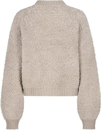 Sublevel Strickpullover Damen Strickpullover Rundhals Boucl&eacute;-Garn, Ballon&auml;rmel, Rundhalsausschnitt