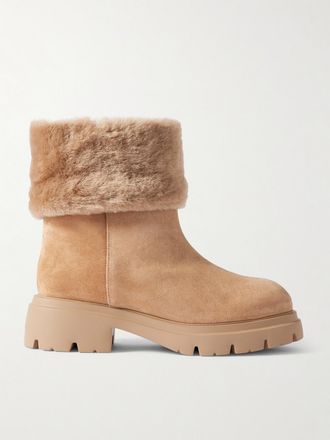 Stuart Weitzman Bottines En Peau Lainée Hudson - Marron