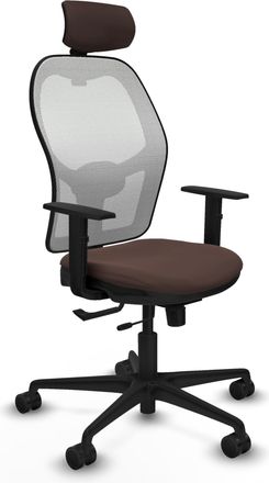 Piqueras y Crespo Ergonomischer Stuhl Home Office mit 1D-Armen, h&ouml;henverstellbare Lendenwirbelst&uuml;tze und h&ouml;henverstellbares Kopfteil, Wei&szlig;/Dunkelbraun