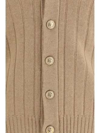 Brunello Cucinelli Ribbed Cashmere Cardigan - Beige