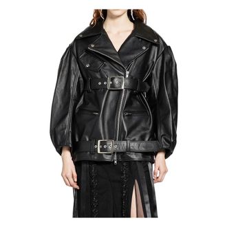Simone Rocha Femme, Vestes, Noir, Taille: 36 FR Puff Sleeve Multi Belt Biker Jacket