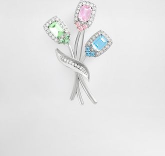 Dolce & Gabbana Sartoria Floral Brooch With Rhinestones - Mann Bijoux Mehrfarbig Metall Onesize