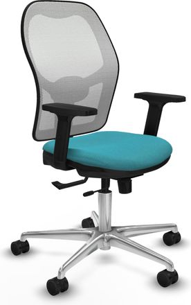 Piqueras y Crespo B&uuml;rostuhl mit 2D-Armlehnen, h&ouml;henverstellbare Lendenwirbelst&uuml;tze, ausgestattet mit Syncro/Translack und Schaumstoff, Rollen 65 mm, Nylon, Wei&szlig;/T&uuml;rkis