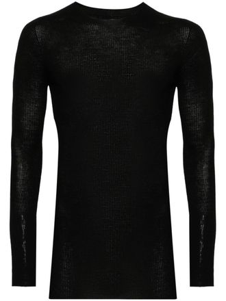 Rick Owens pull en laine vierge à design nervuré - Noir
