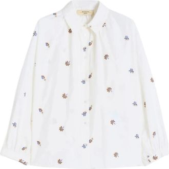 Max Mara Femme, Blouses et Chemises, Blanc, Taille: 38 FR Chemise en popeline avec broderie