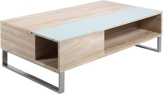 Selsey KOSTRENA - Couchtisch, Wohnzimmertisch in Sonoma Eiche mit Glaseinsatz 110x60 cm