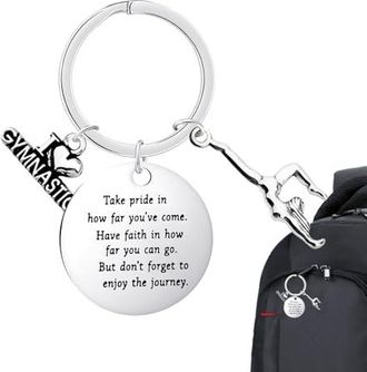 Generic Porte-cl&eacute;s de gymnastique - Cadeau pour gymnaste, sac de sport | Course de gymnaste, pendentif en m&eacute;tal durable, parfait pour les filles, les adolesce