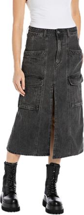 Replay Damen Jeansrock aus Denim, Schwarz (Black 098), 28W