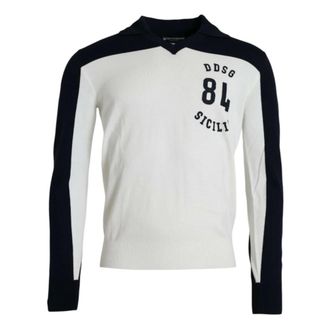 Dolce & Gabbana Homme, Pulls, Blanc, Taille: XS Sicilia Henley Sweater