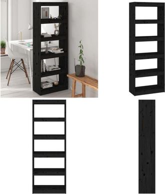 vidaXL Vidaxl - B&uuml;cherregal/Raumteiler Schwarz 60x30x167,5 cm Massivholz Kiefer - B&uuml;cherregal - Regal Schwarz - Holzm&ouml;bel - Kiefer Massiv - Raumteiler