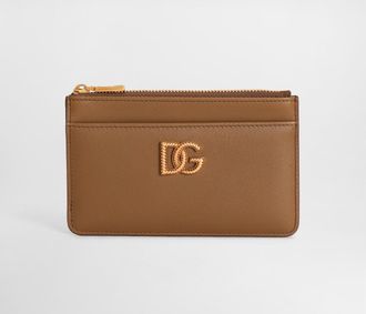Dolce & Gabbana Calfskin Card Holder With Dg Logo - Frau Geldb&ouml;rsen Und Kleinlederwaren Braun Leder Onesize