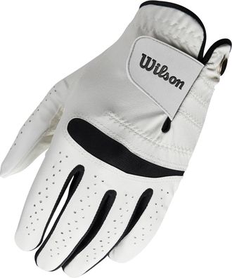 Wilson Feel Plus Herren-Golfhandschuh, Premium-Leder, Verbesserter Grip und Schwei&szlig;kontrolle, Wei&szlig;, Gr&ouml;&szlig;e XL (Linke Hand)