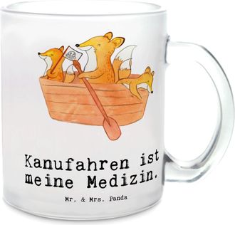 Mr. & Mrs. Panda Große Teetasse Fuchs Kanufahren - Geschenk, Tasse, Kanu Fahren, Kanutour, Tee, Paddeltour, Teeglas, Teegläser, Schule, Becher, Kanuverleih