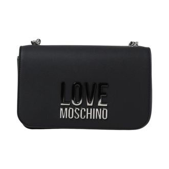 Love Moschino Crossbody-Tasche mit Kettenriemen und Buchstabendetail - - Bags - Damen - Schwarzk - ONE SIZE