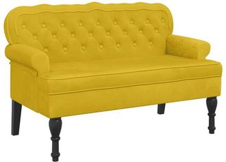 vidaXL Vidaxl - Banc avec dossier jaune 119,5x64,5x75 cm - Velours doux et rembourrage &eacute;pais - Pieds en bois dh&eacute;v&eacute;a massif - Capacit&eacute; 110 kg
