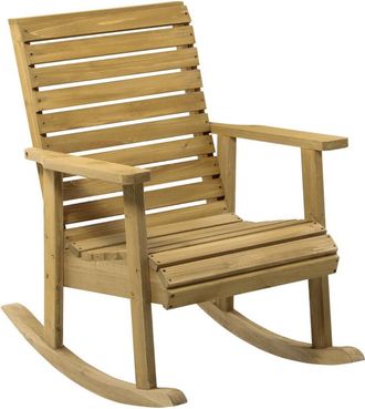 OUTSUNNY Fauteuil de jardin &agrave; bascule rocking chair style n&eacute;o-r&eacute;tro bois sapin autoclave