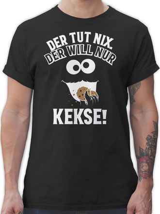 Shirtracer T-Shirt Herren - Karneval & Fasching - Der TUT nix Der Will nur Kekse I Kr&uuml;melmonster I Cookie Monster I Keksmonster - 3XL - Schwarz - t-Shirts f&uuml;r Co