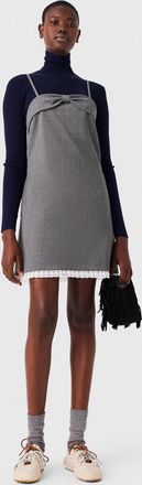 Maje Robe Courte Tailleur Avec Dentelle - Gris - 34 - Maje