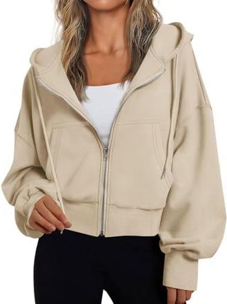 Generic Sweat &agrave; capuche court avec capuche pour femme - Tendance et confortable - Fermeture &eacute;clair - Coupe ample - Sportif et d&eacute;contract&eacute; - Motif graphique 20