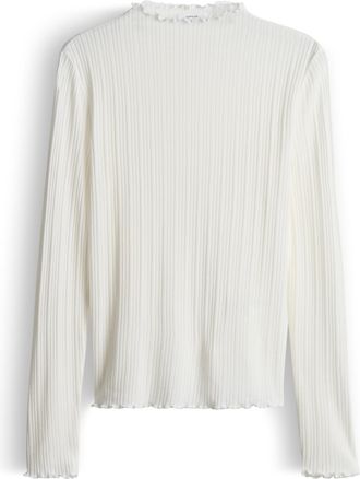 OPUS Damen Langarmshirt | SIVI Slim semitransparentes Longsleeve mit Rippstruktur Milk, 40