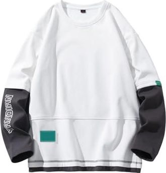 Generic 2026 Sweat-Shirt Japonais Harajuku pour Homme, Style Hip hop, Streetwear, sans Capuche, Basique, d&eacute;contract&eacute;, Bloc de Couleurs, Confortable, id&eacute;al pou