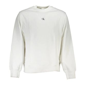 Calvin Klein Homme, Sweatshirts et sweats &agrave; capuche, Blanc, Taille: 2XL SweaT-shirt Blanc avec Imprim&eacute; et Manches Longues