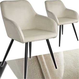 TecTake 2er Set Esszimmer Stuhl, Esszimmerst&uuml;hle mit Sitzfl&auml;che aus Samt, Armlehnstuhl, Sessel Wohnzimmer, gepolsterter B&uuml;rostuhl, Schminktisch Stuhl, gem&uuml;tli