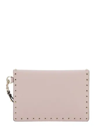 Valentino Garavani Womens Clutch Bag Pink Leather Calf