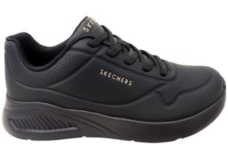 Skechers Damen UNO Lite Work Sneaker, Black Duraleather, 41 EU