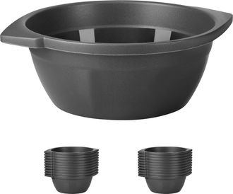 Grizzly Partygeschirr Set I 20er Set Mehrweg M&uuml;slischalen I Sp&uuml;lmaschinenfest I Bruchsicher I Stabil I 100% recyclebar I Wiederverwendbares Anthrazit Schalen