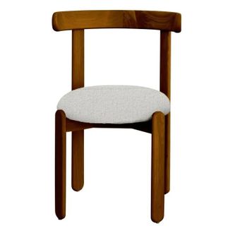 Gabrielle Paris Chaise Lilas en bois finition Teck, assise en bouclette Gabrielle Paris