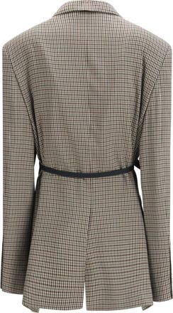 Balenciaga Vichy-Pattern Lyocell Blazer - Khaki