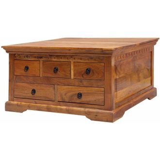 Massivmoebel24 Couchtisch Akazie 90x90x50 honig lackiert oxford 0320