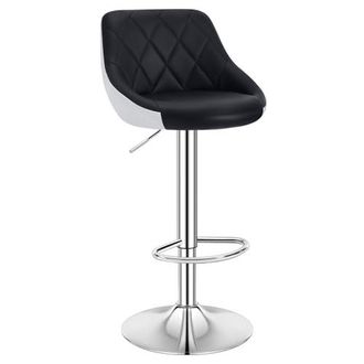 Woltu Tabouret Bar, Chaise Haute Bar, Tabouret en Similicuir, Réglable en Hauteur, avec Dossier, Repose-Pieds, Chaise Haute Cuisine, Noir, BH30sz-1