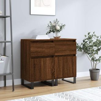 vidaXL Buffets 2 pcs ch&ecirc;ne marron 40x35x70 cm bois ding&eacute;nierie Vidaxl
