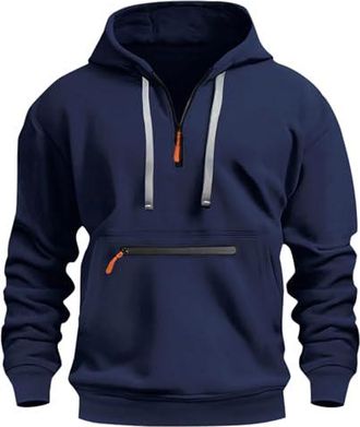 Generic Sweat &agrave; capuche zipp&eacute; pour homme, sweat &agrave; capuche tactique militaire pour homme, tendance, poche kangourou, tendance, cargo, combat en plein air, pull