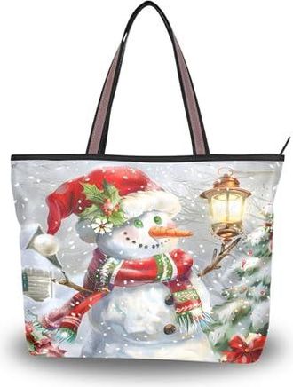 Alaza Grand sac fourre-tout, sac à bandoulière pour femme, sac à main décontracté, sac à main décontracté, nains de Noël avec poches zippées, L, Bonhomme de