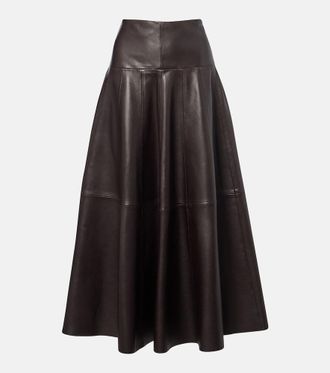 Nour Hammour Jupe midi Daria en cuir