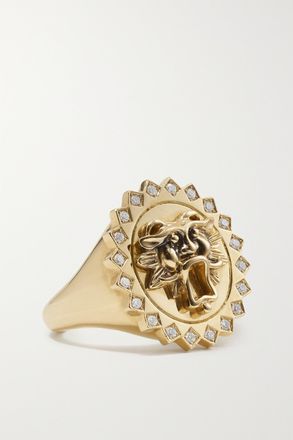 Storrow Leo Lion Ring Aus 14 Karat Gold Mit Diamanten