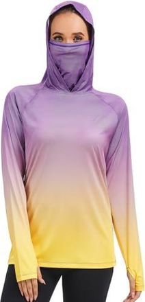 Bassdash FS23W Chemise &agrave; Capuche de P&ecirc;che UPF 50+ pour Femme avec Masque Facial et Trous pour Les Pouces