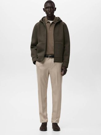 Mango Sweat &agrave; zip effet n&eacute;opr&egrave;ne kaki - Homme - XXL - MANGO MAN